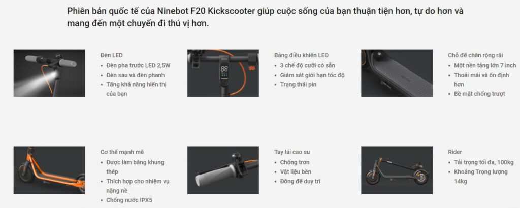 Xe Điện Scooter Segway Ninebot F20 - Segway Việt Nam